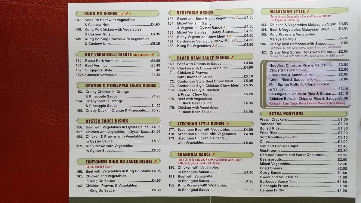 Menu at Golden Bridge fast food, Nuneaton