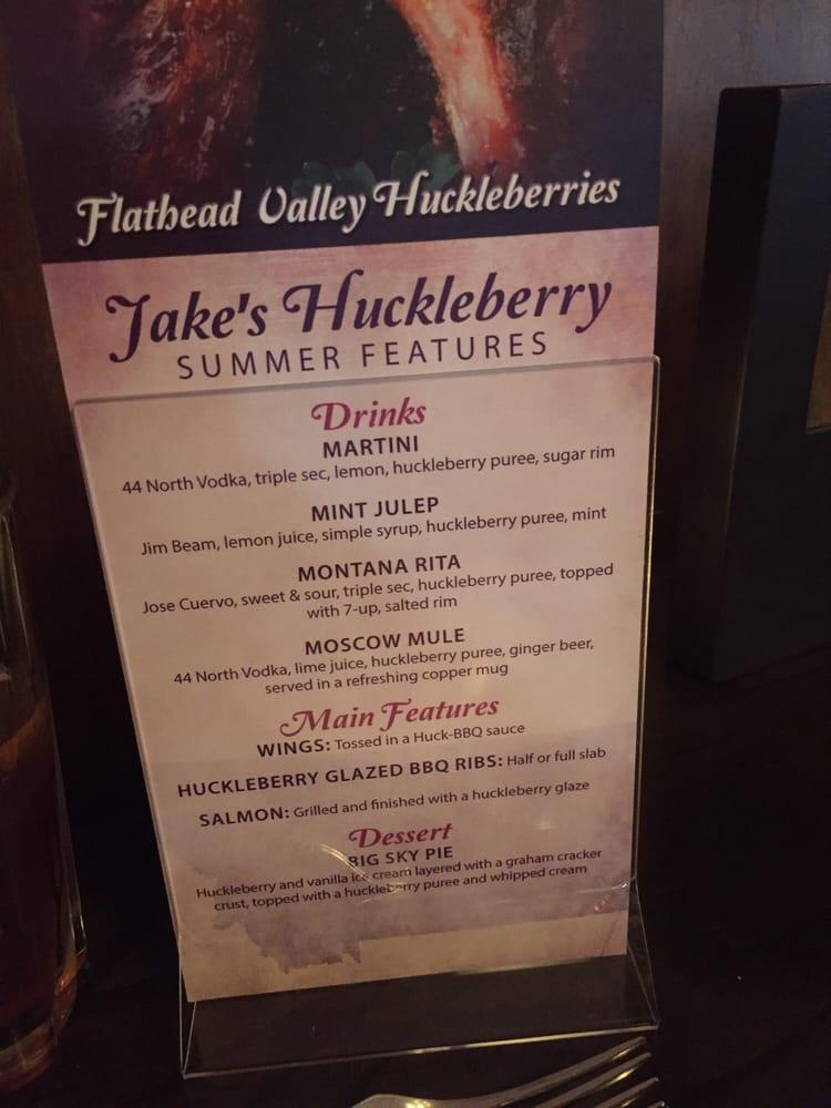Menu at Jake's Downtown steakhouse, Billings