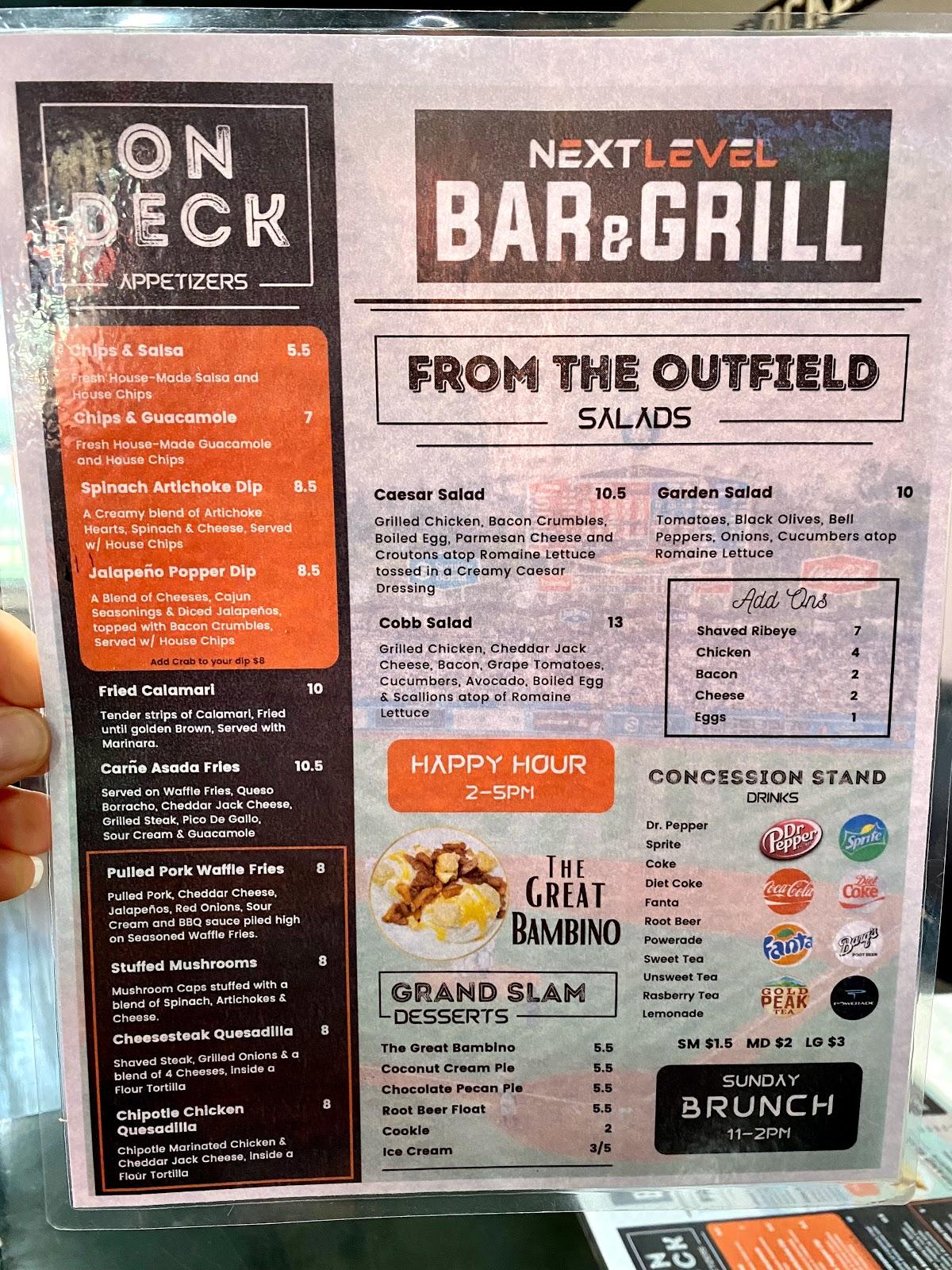 Menu at Next Level Grill & Bar, San Angelo