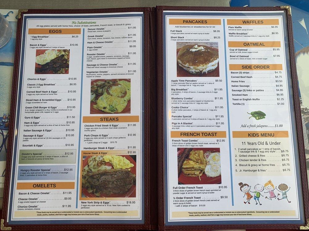 Menu at Red Rooster Cafe, Denver, Washington St
