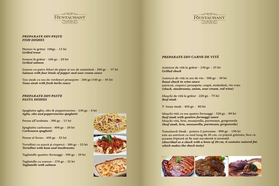 Menu at Snow Restaurant, Sinaia