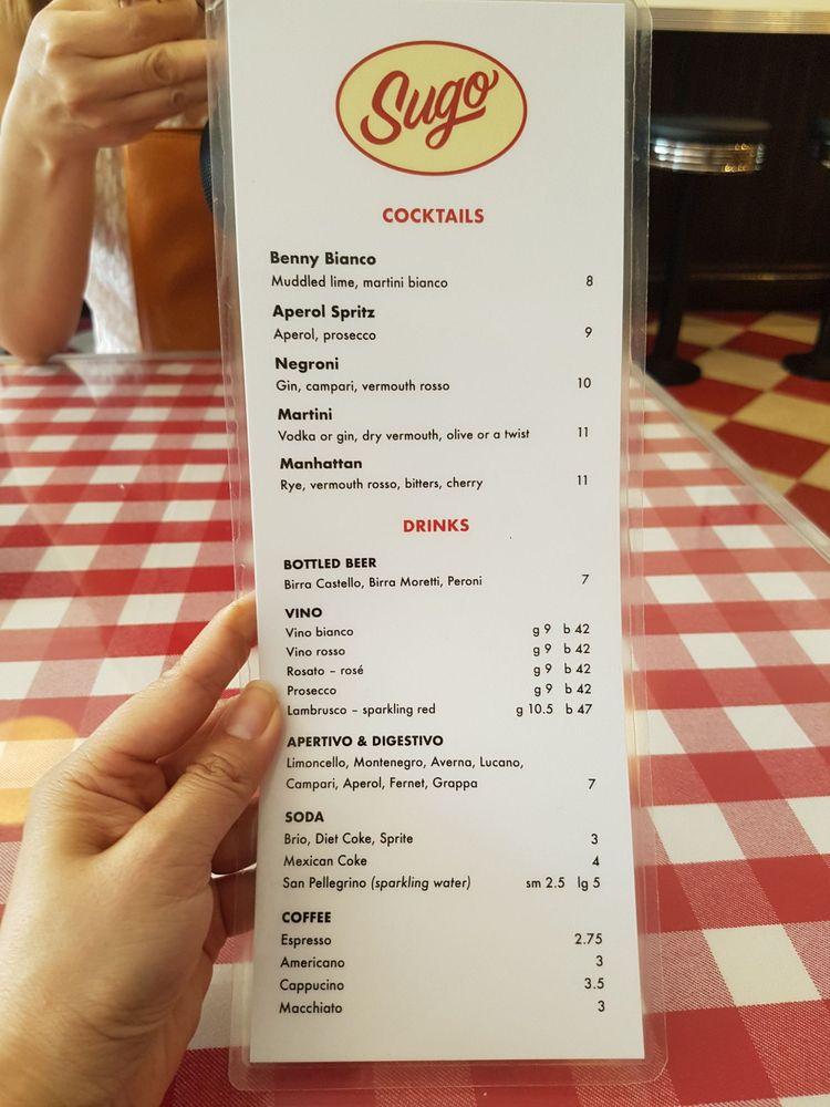 Menu at Sugo pub & bar, Toronto, Bloor St W