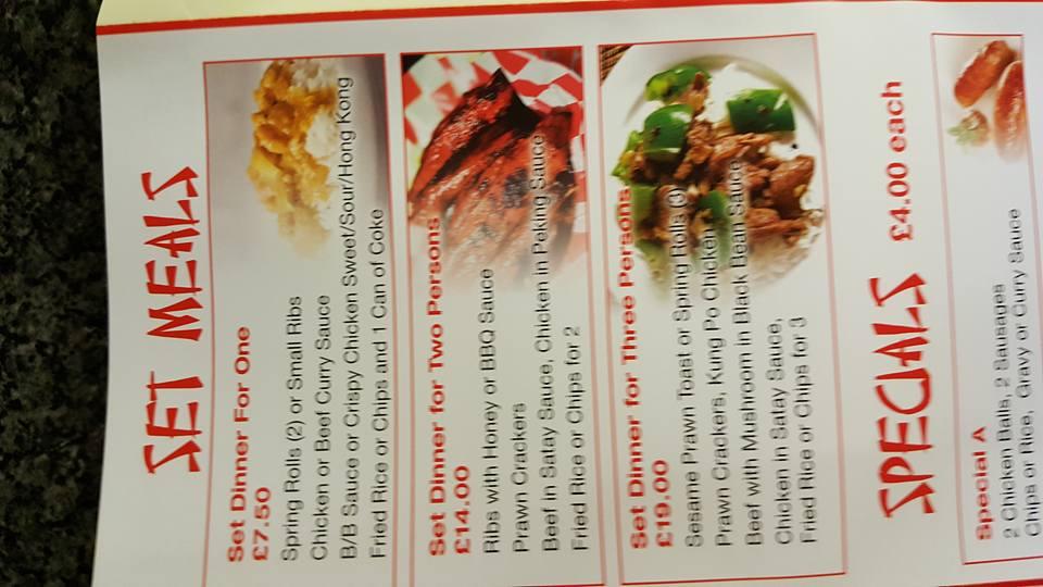 Menu at Red Dragon restaurant, Belfast