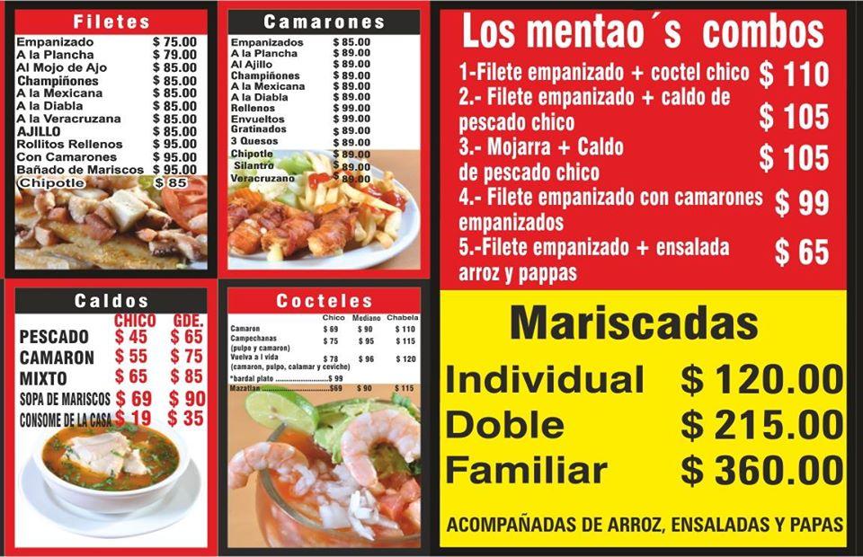 Menu at ACHE FISH restaurant, Monterrey
