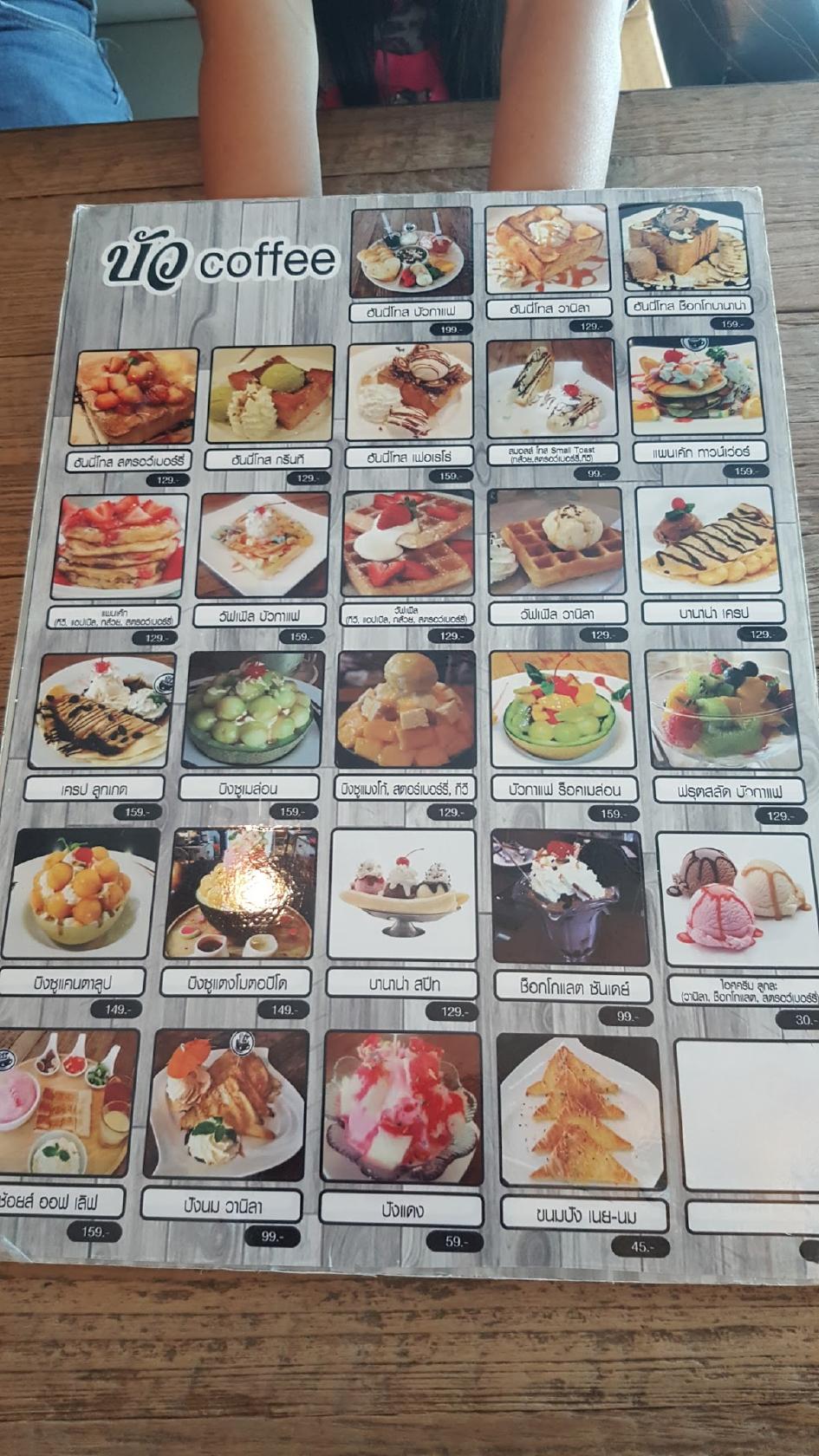 Menu at BUA Coffee Pattaya restaurant, Takhian Tia