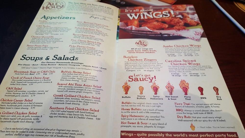 Menu at Carolina Ale House pub & bar, Summerville, 191 Sigma Dr