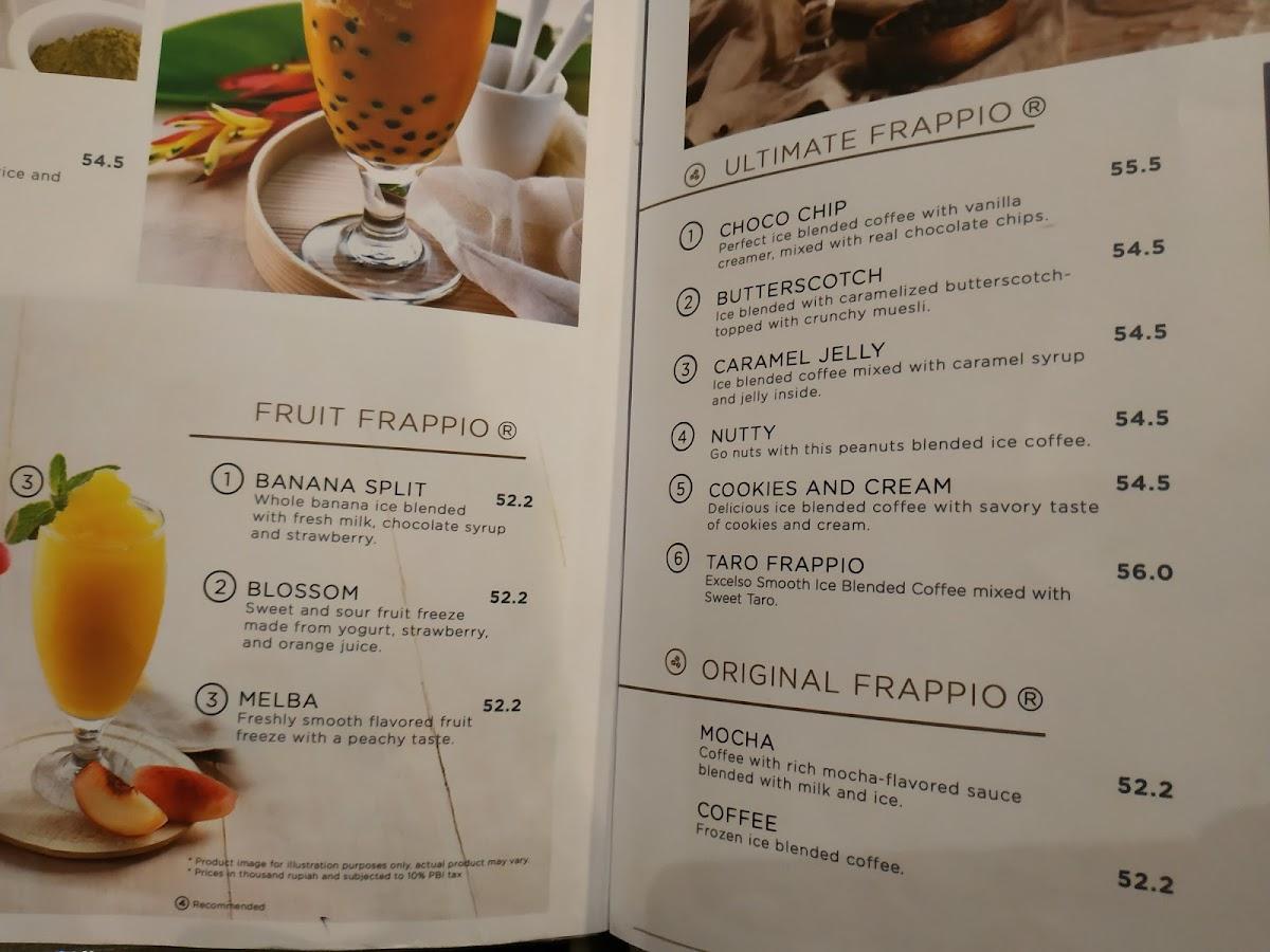 Carta del café Excelso, Kediri