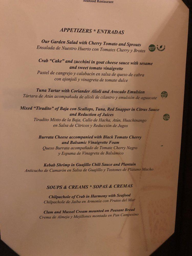 Menu at Oceana restaurant, San José del Cabo, Av. Paseo de los ...
