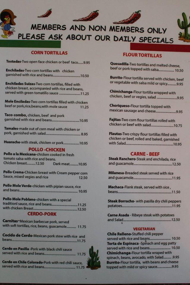 Menu at Ole Ole Mexican Cuisine restaurant, New Westminster