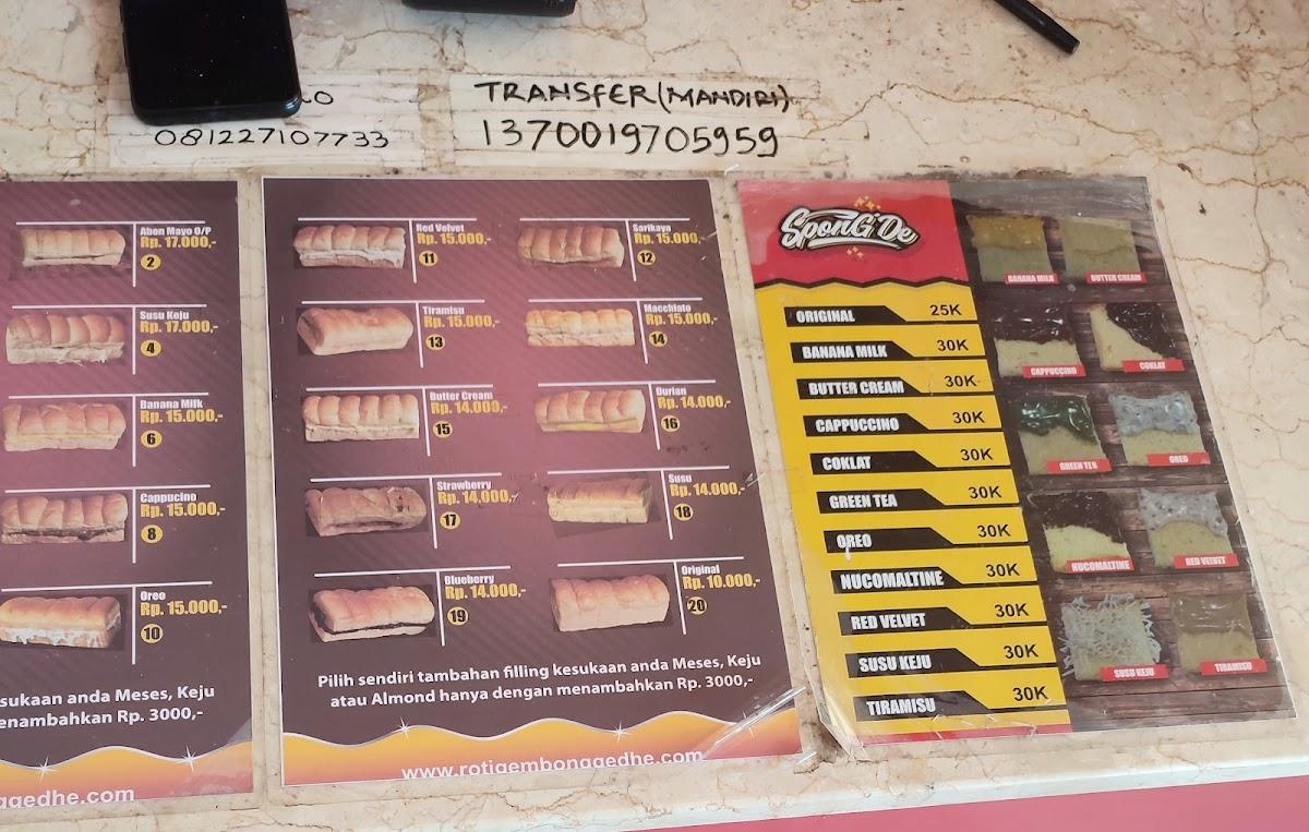 Menu at Roti Gembong Gedhe Kapten Sudibyo, Tegal
