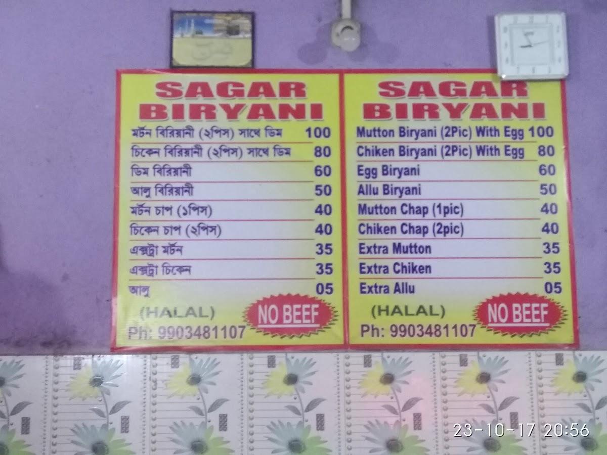Menu at SAGAR BIRIYANI, Ranaghat