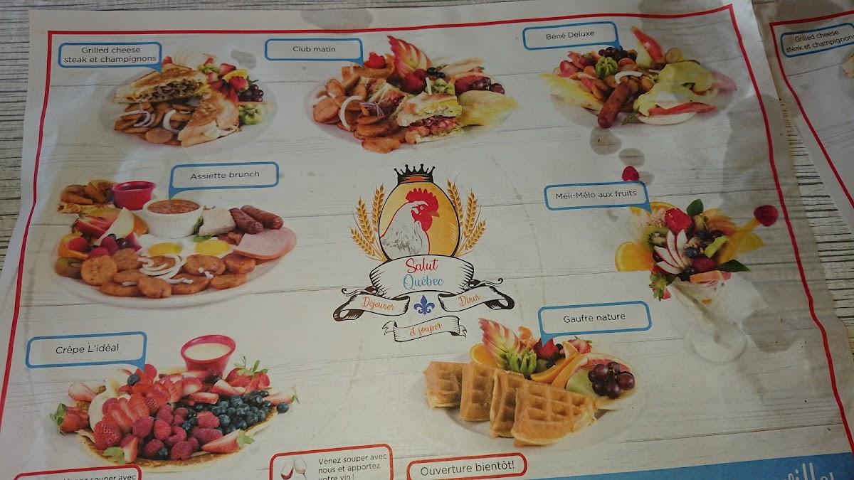 Menu au Salut Québec restaurant, Saint-Jean-sur-Richelieu