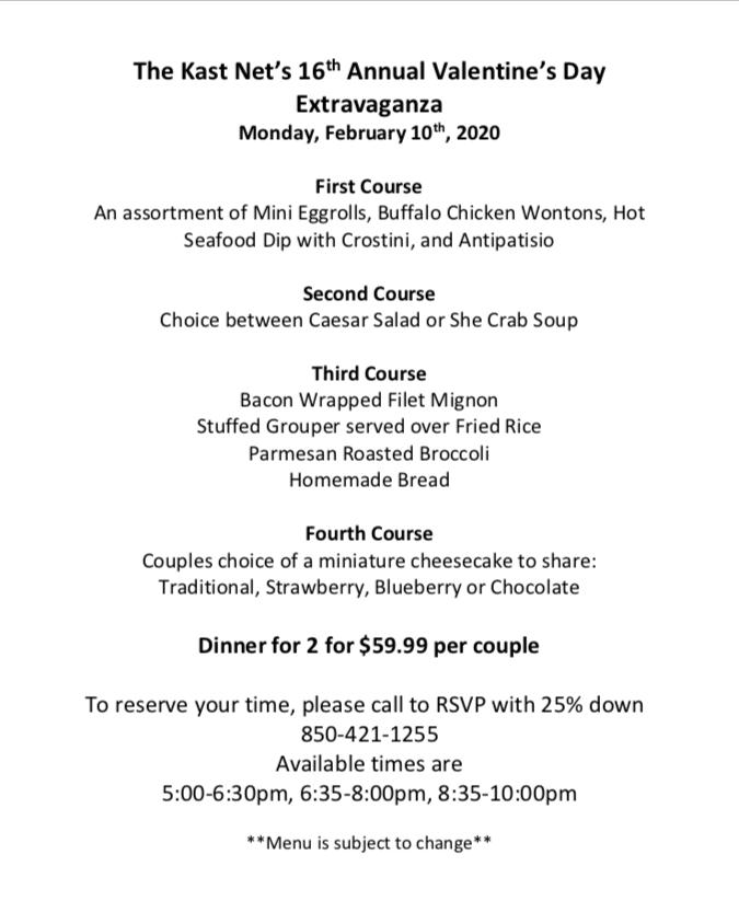 Menu at The Kast Net restaurant, Woodville