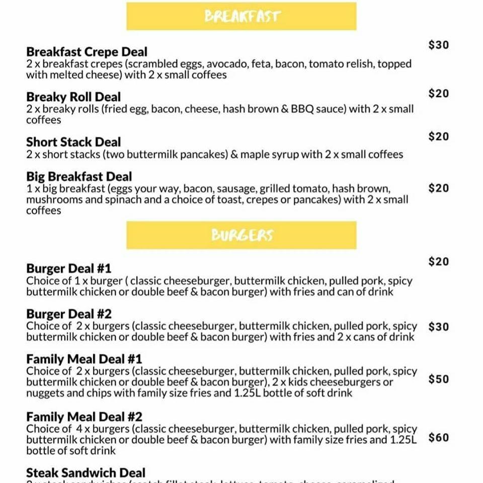 Menu at Crepe Escape restaurant, Windsor