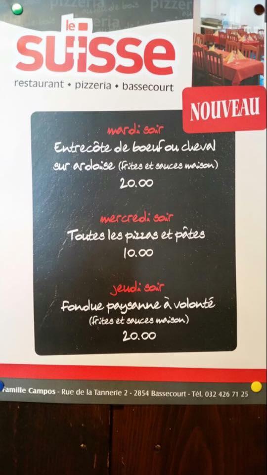 Speisekarte von Restaurant Le Suisse, Bassecourt