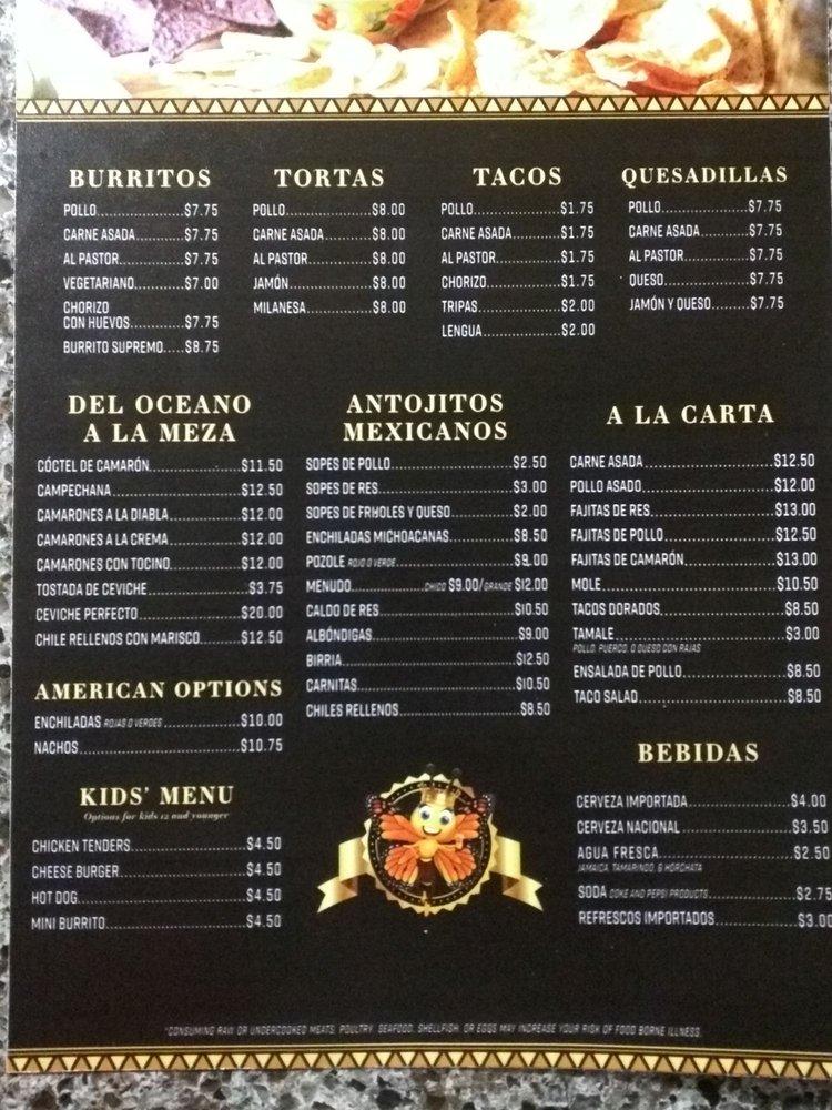 Menu at Monarca Queen restaurant, Medford