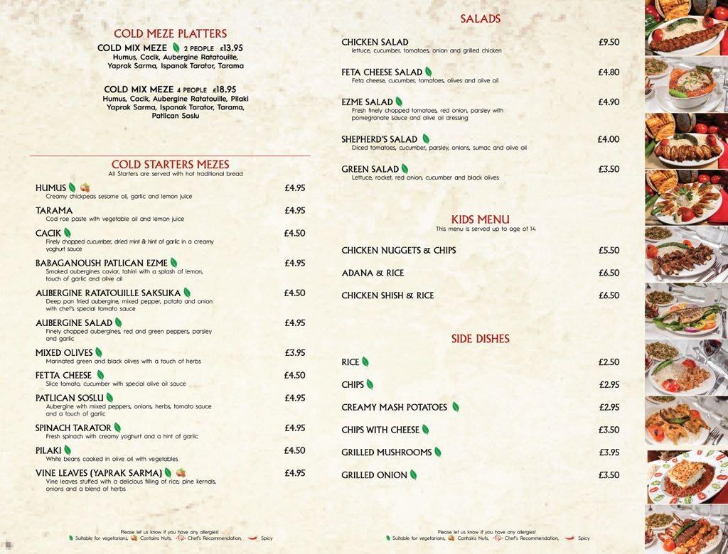 Menu at Sark Restaurant, Maldon, 102 High St