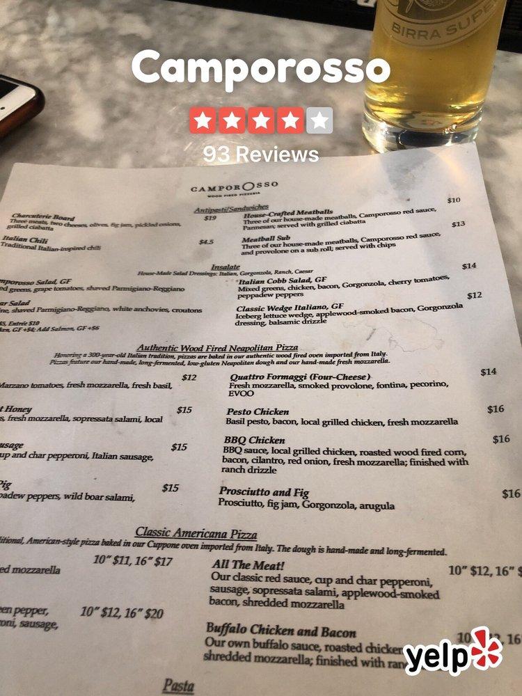 Menu at Camporosso pub & bar, Fort Mitchell