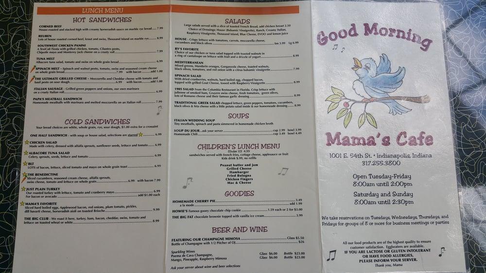 Menu at Good Morning Mama's Cafe, Indianapolis