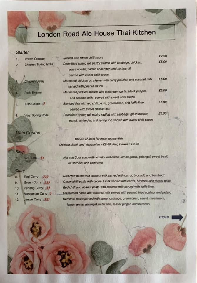 Menu at London Road Ale House pub & bar, Stoke-on-Trent