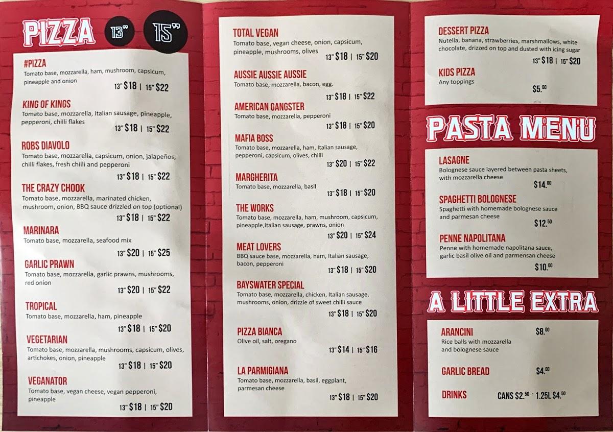 Menu at #Pizza restaurant, Bayswater