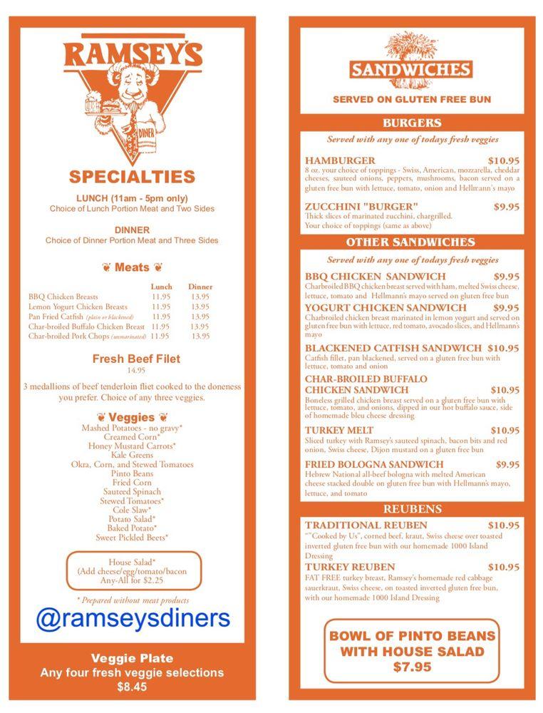 Menu at Ramsey's Diner - Zandale restaurant, Lexington, 151 W Zandale Dr