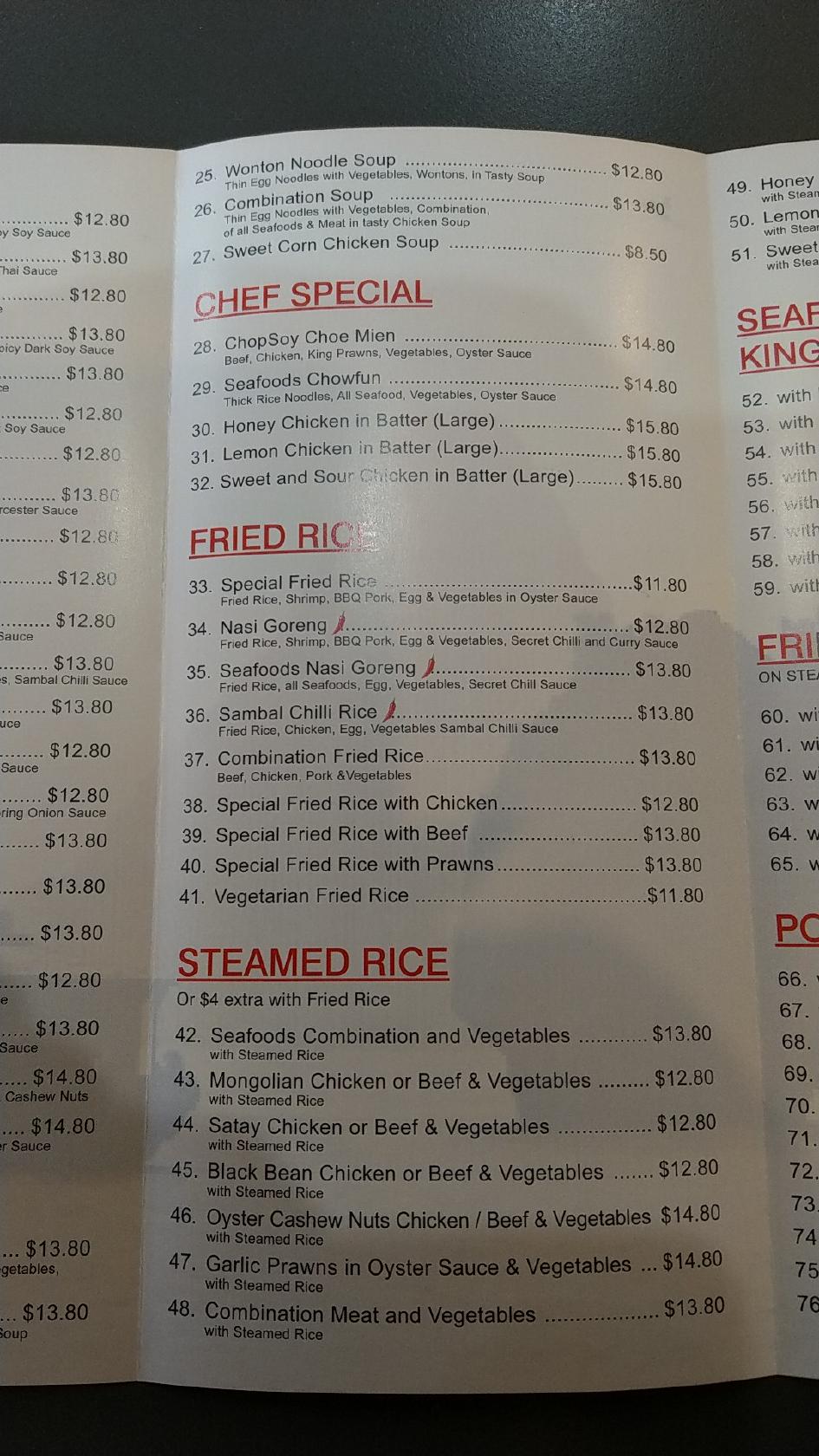 Menu at Romsey Noodle Cuisine restaurant, Romsey