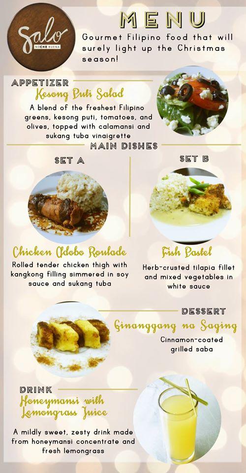 Menu at Salo restaurant, Quezon City, 34 Sgt. Esguerra Street