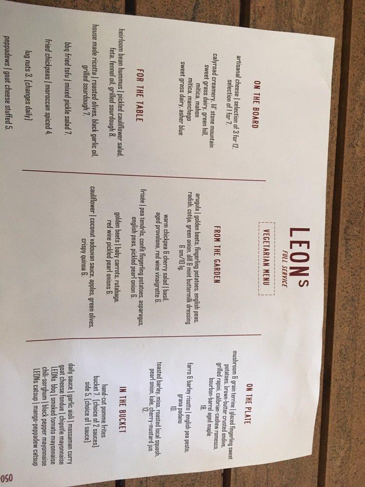 Menu at LEON's Full Service pub & bar, Decatur
