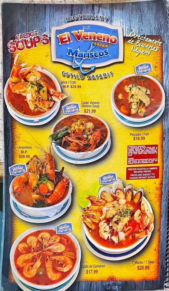 Menu at Marisco's El Veneno pub & bar, Chicago, S Pulaski Rd #4151