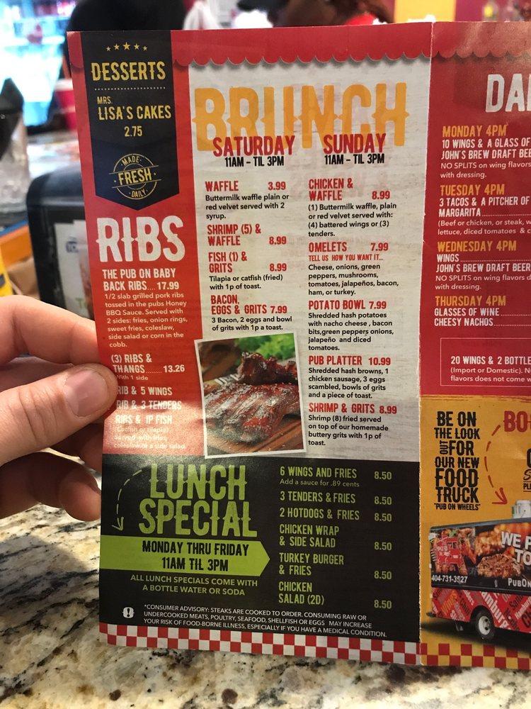 Menu at Sandtown Pub, Atlanta, Campbellton Rd SW Suite 202