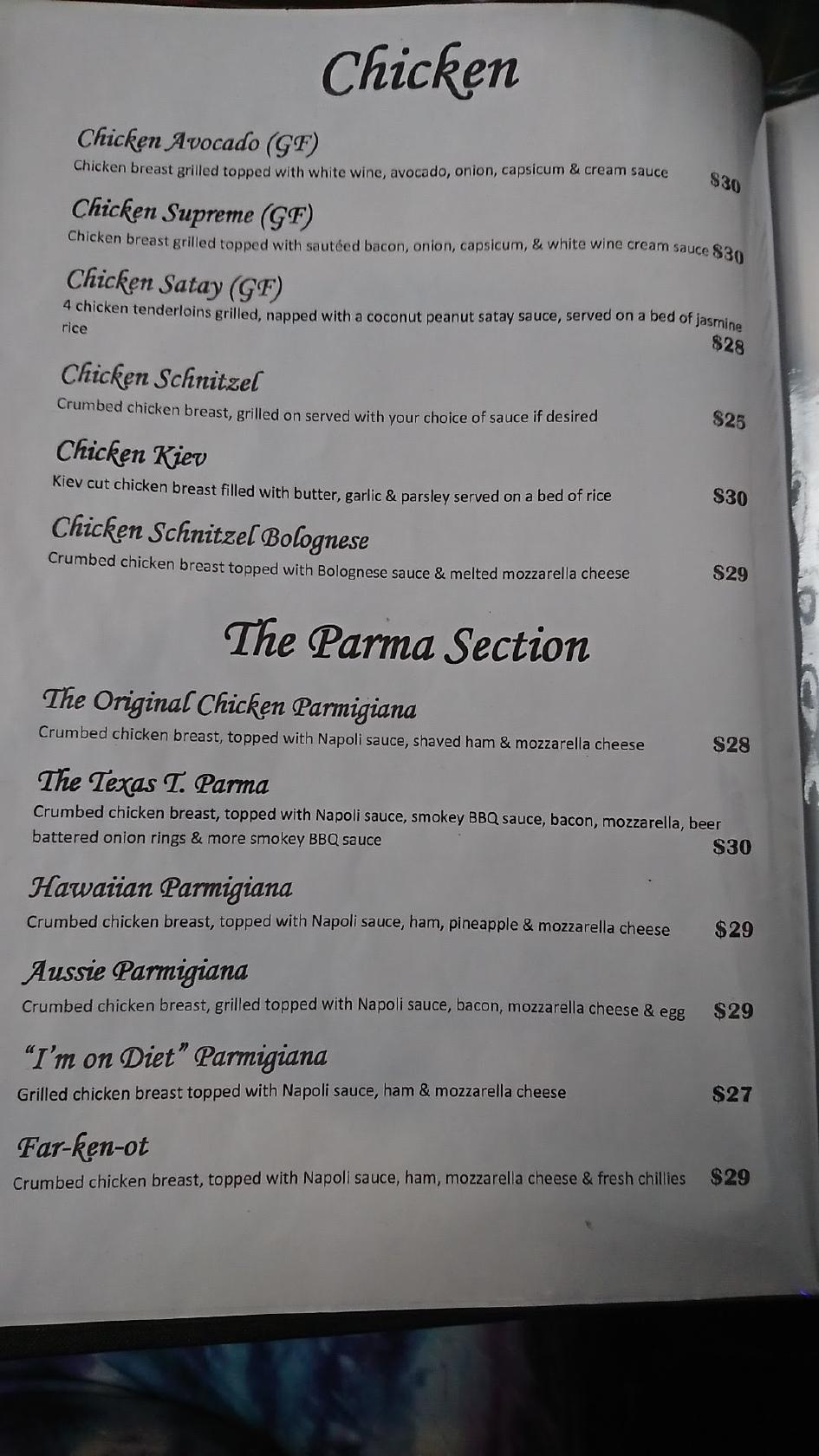 Menu at Austral Hotel pub & bar, Korumburra, 34 Bridge St