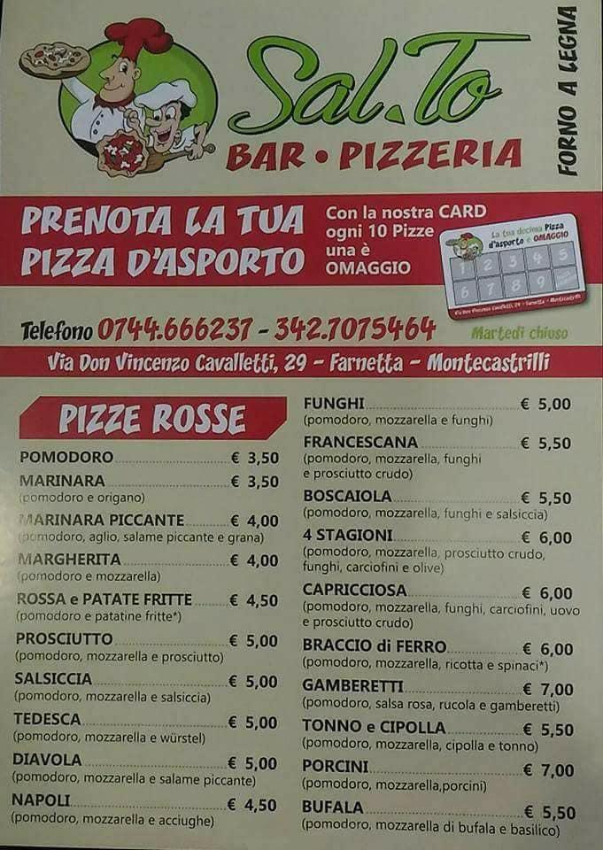Menu da Pizzeria Salto, Montecastrilli