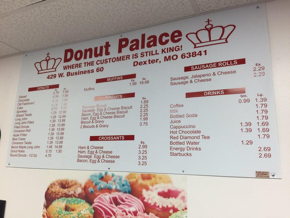 Menu at Donut Palace restaurant, Dexter