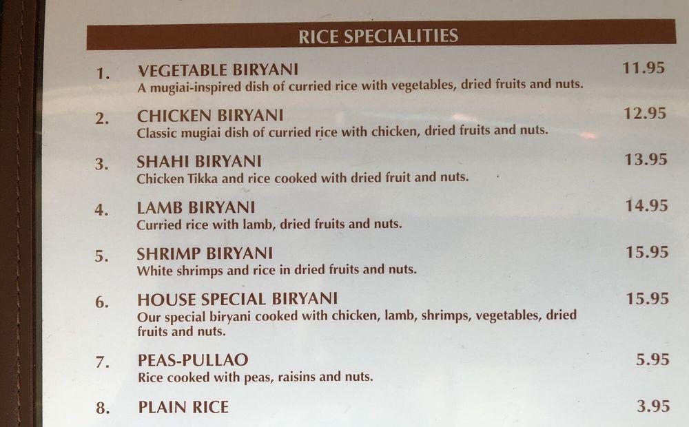 Menu at India House Restaurant, Burlington