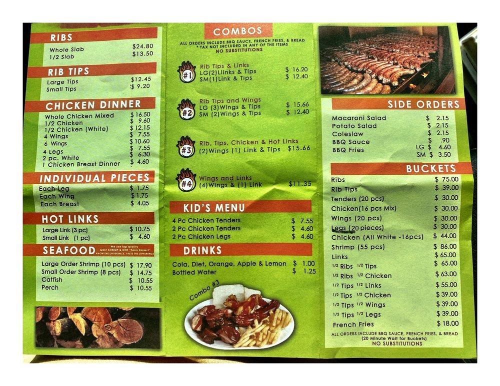 Menu at Leon's Barbecue, Chicago, S Archer Ave