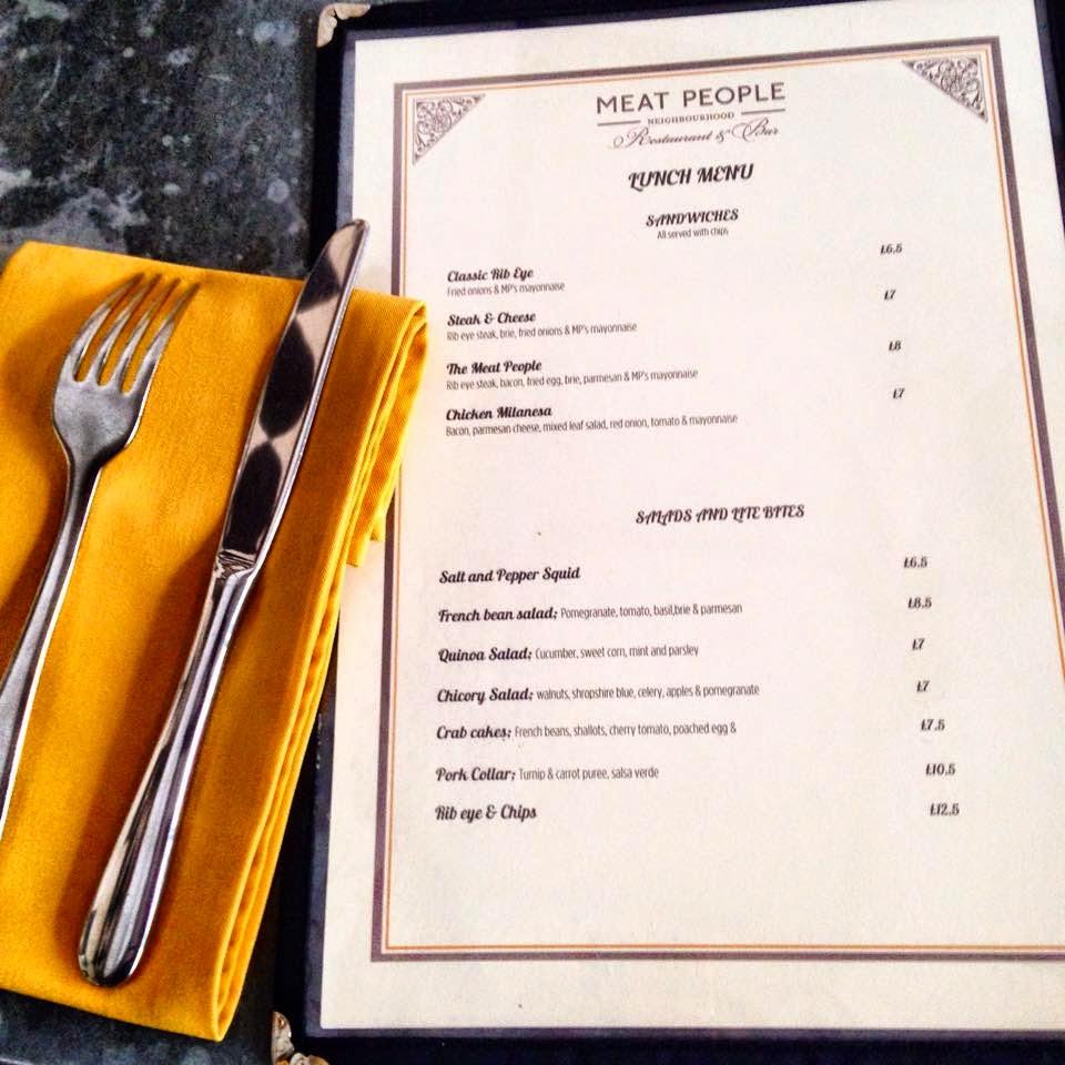 Menu at Meat People pub & bar, London