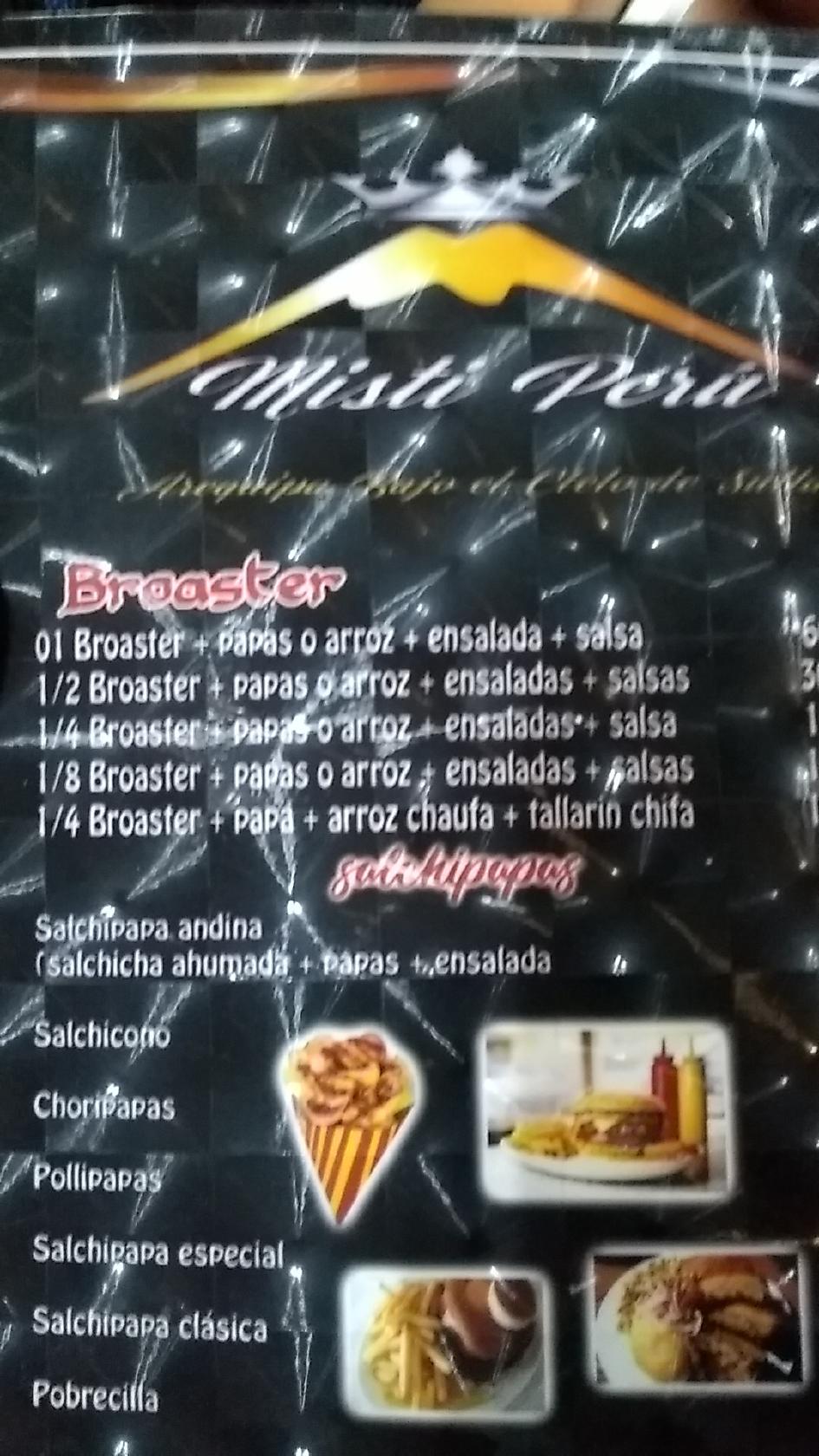 Carta del restaurante Misti Perú, Sullana, Cordova 118