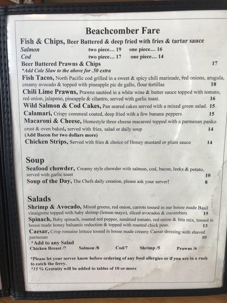 Menu at Molly's Reach Restaurant, Gibsons