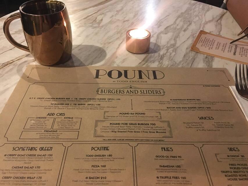 Menu at Pound x Flatterie restaurant, Taguig