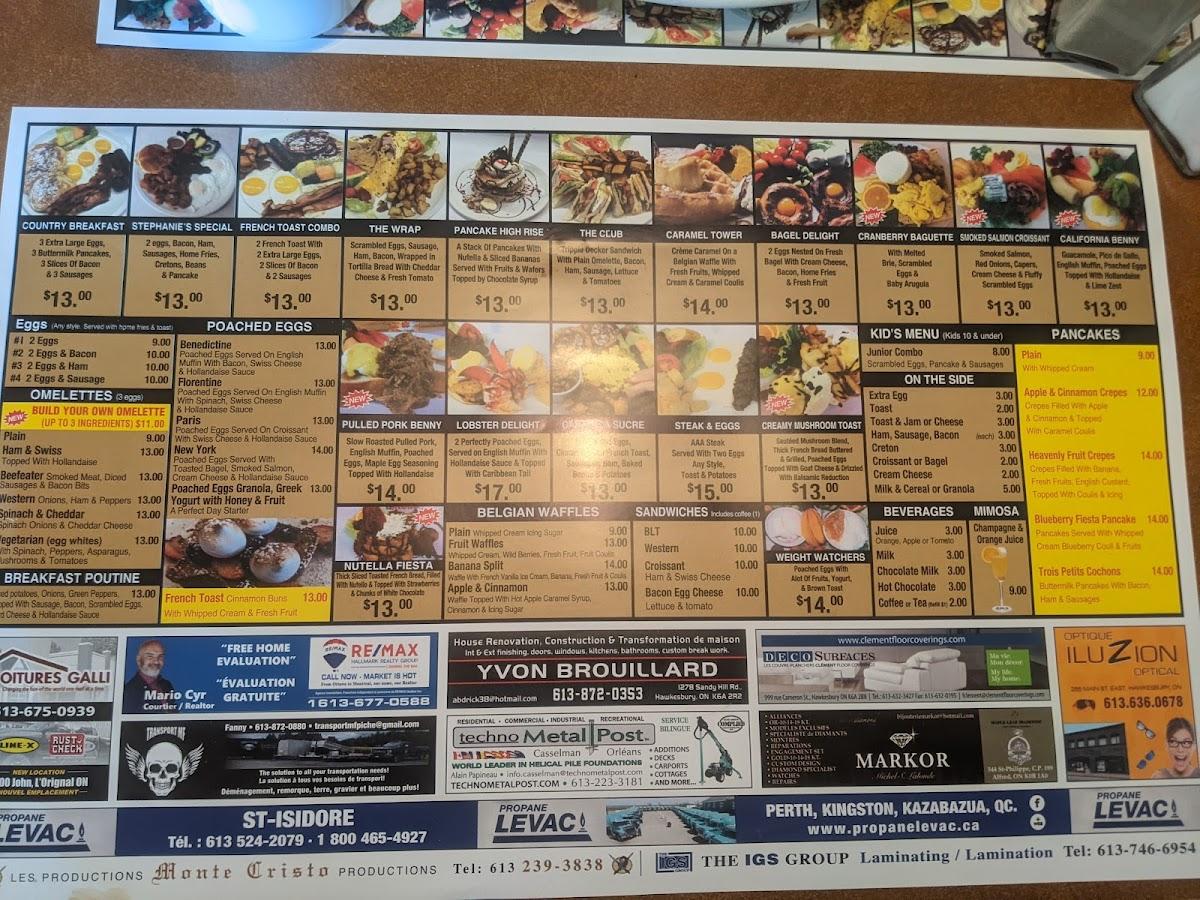 Menu au Stephanie's Grill and Bar, Hawkesbury