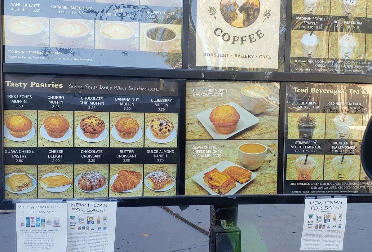 Menu at Tierra Mia Coffee Drive Thru cafe, Lynwood, Atlantic Ave
