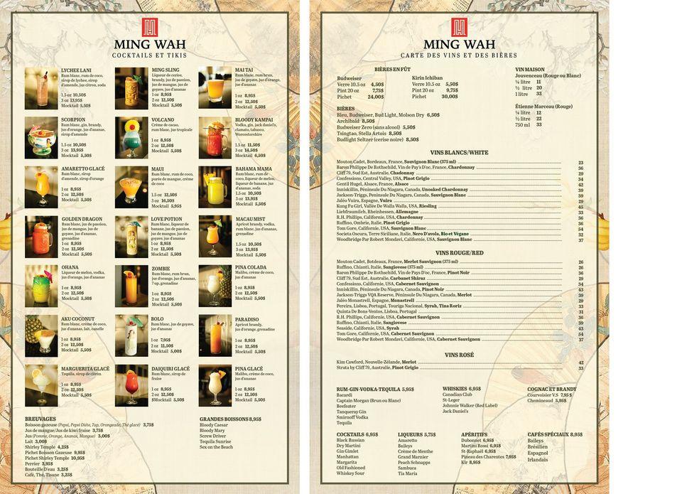 Menu au Buffet Chinois Ming Wah restaurant, Saint-Jérôme