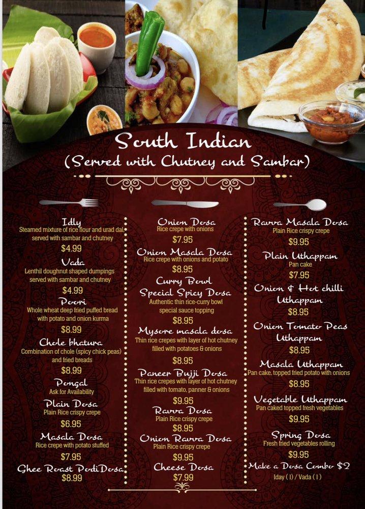 Menu at Curry Bowl Indian Restaurant, Folsom