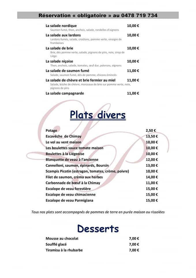 Menu au Le Picotin, Beaumont