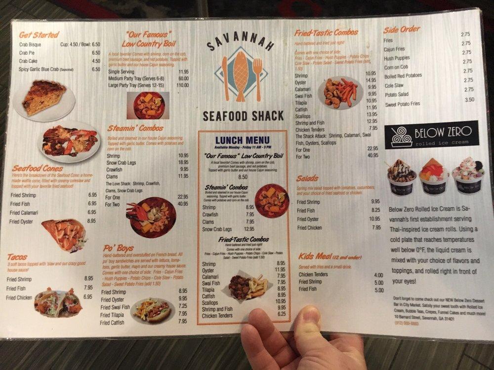 Menu at Savannah Seafood Shack restaurant, Savannah