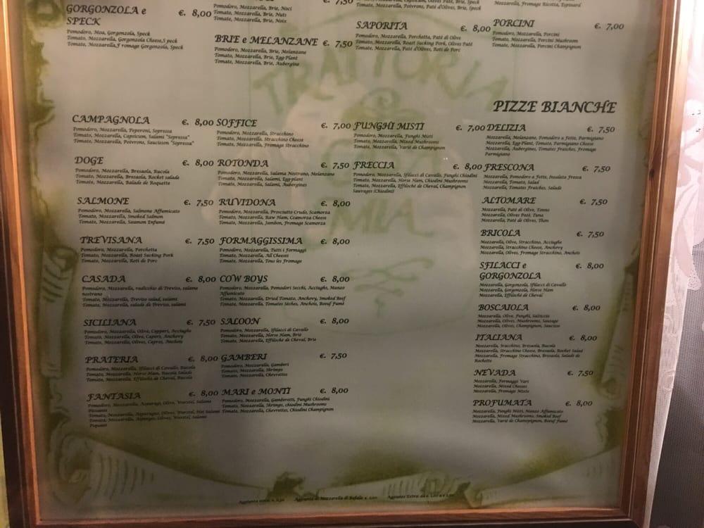 Menu da Trattoria Casa Mia pizzeria, Venezia, Calle de L'oca