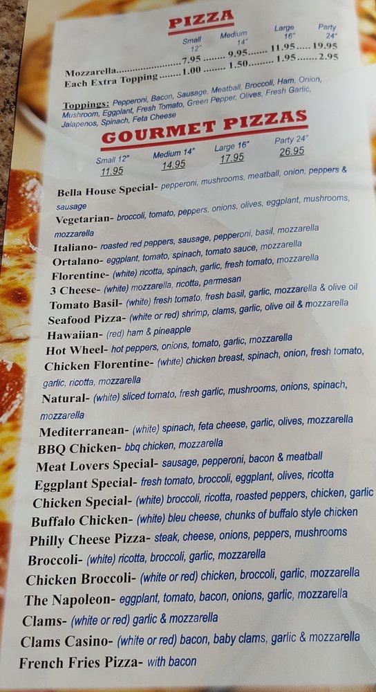 Menu at Bella Pizza pizzeria, South Windsor