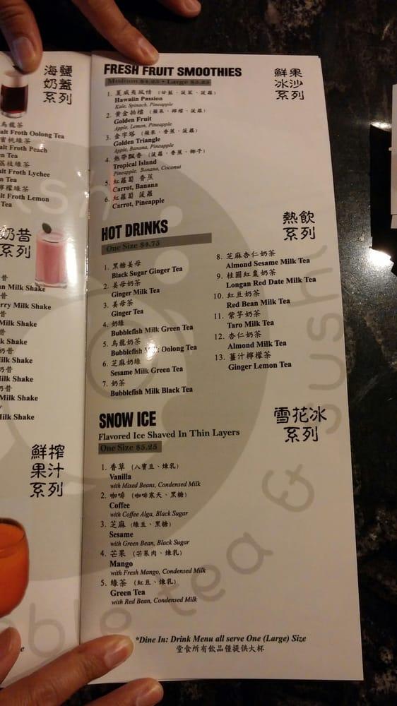 Menu at Bubblefish restaurant, Philadelphia