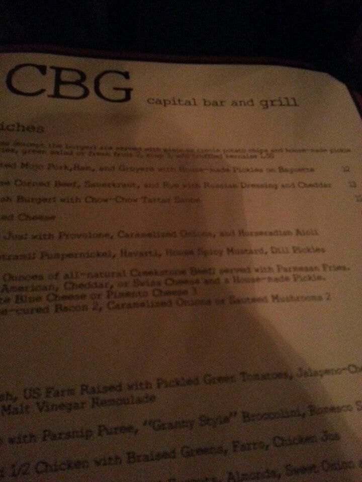 Menu at Capital Hotel pub & bar, Little Rock